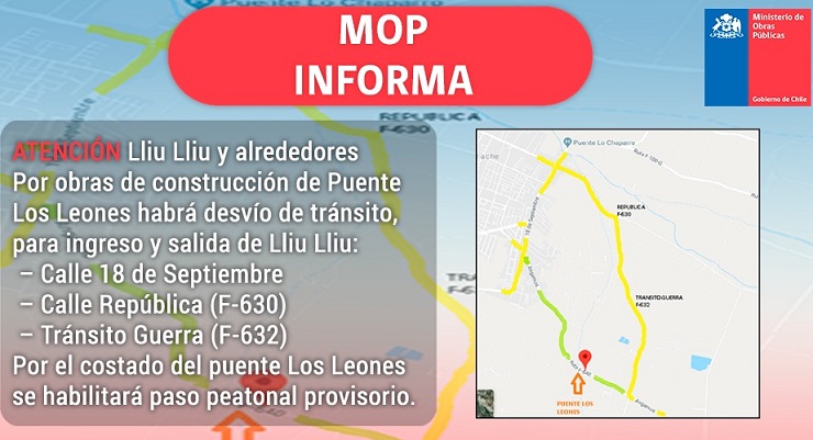 Limache: comenzó corte de tránsito por obras de nuevo puente Los Leones