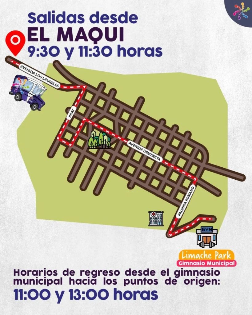 mapa de recorrido de bus de traslado a juegos en limache julio 2022 ...