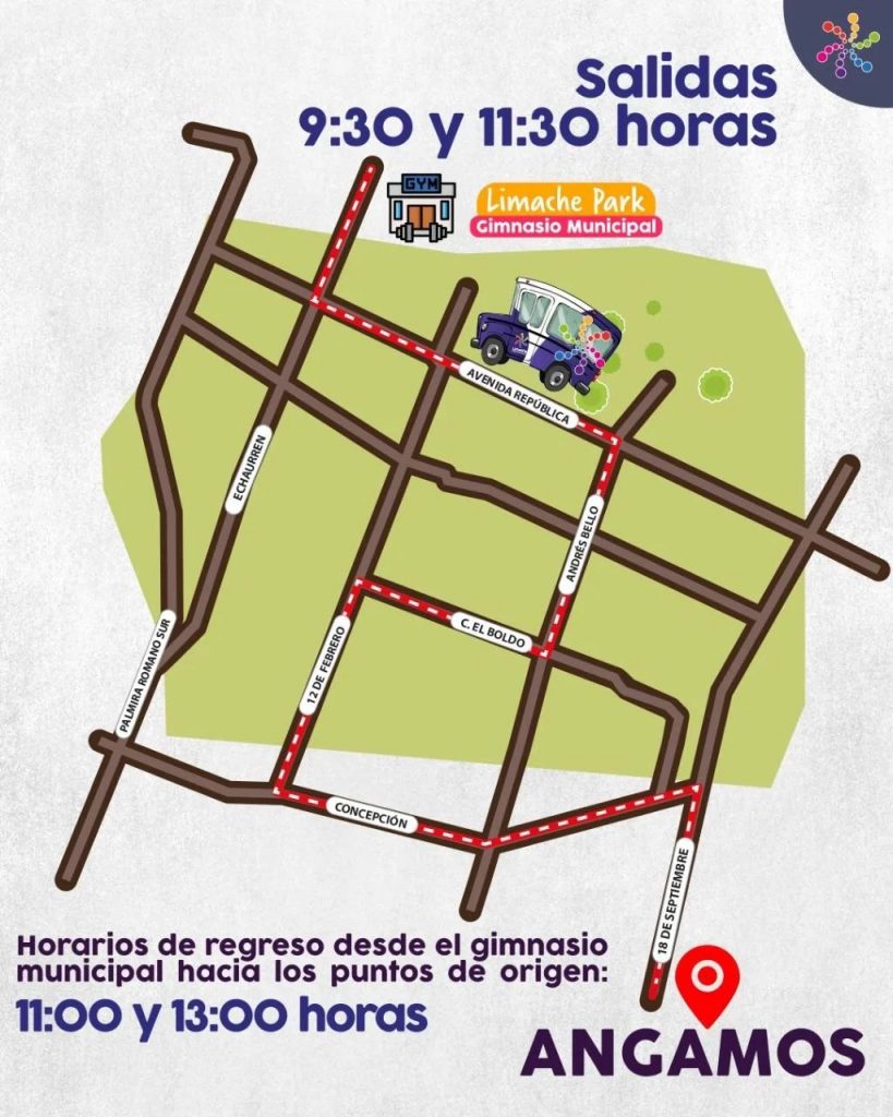 mapa de recorrido de bus de traslado a juegos en limache julio 2022 ...