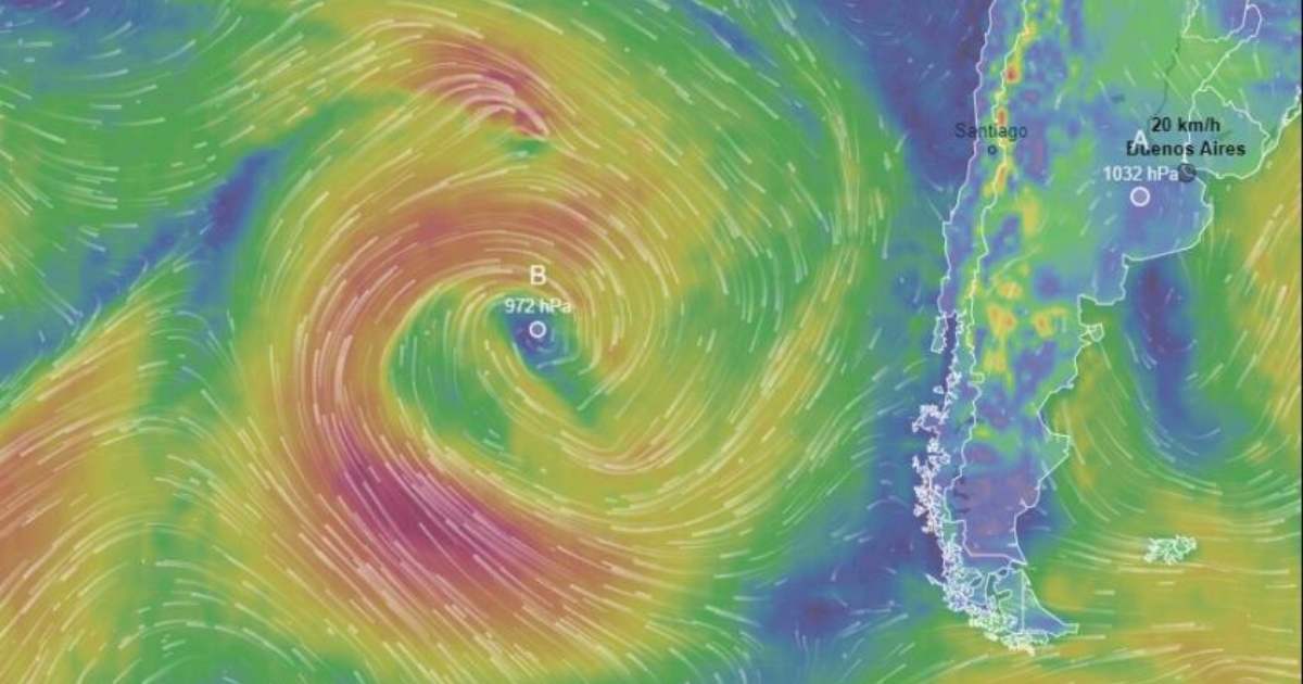 Así es el enorme ciclón extratropical que llega a la región